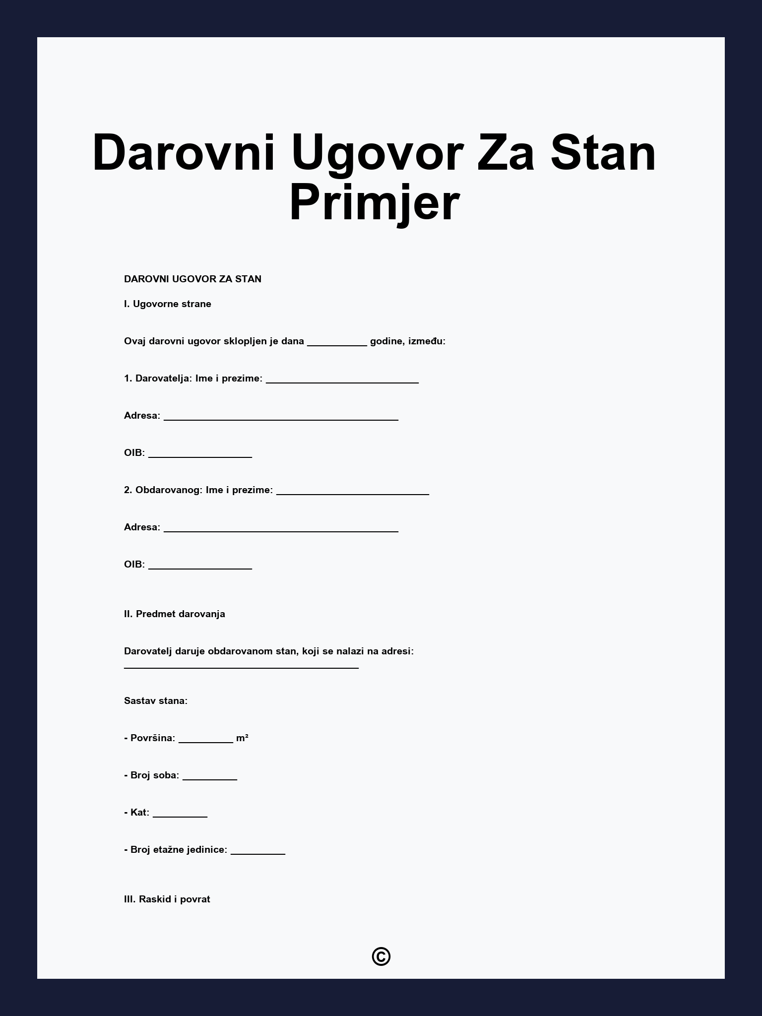 Darovni Ugovor Za Stan Primjer